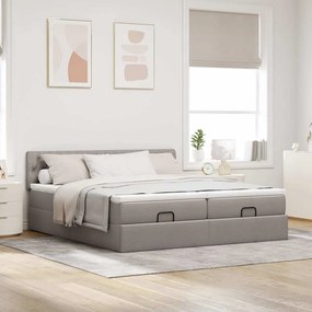 Osmanský rám postele s matrací taupe 180x200cm textil 3312019