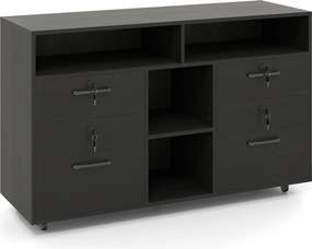Costway Pojízdný kontejner s 4 zásuvkami, mobilní kartotéka, uzamykatelný
