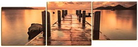 Obraz na plátně - Krásný západ slunce nad jezerem - panoráma 5164FD (90x30 cm)