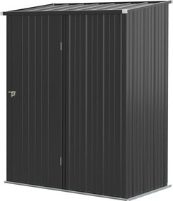 Outsunny Úložná Kůlna s Šikmou Střechou 1,34m² Zahradní Dům Nářaďový Šop Lockable Utility Cabinet Zinková Ocel Černá 161,5 x 94,5 x 196 cm | Aosom
