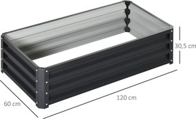 Outsunny ocelový vyvýšený záhon, nerezový truhlík 120 x 60 x 30,5 cm, otevřený zeleninový záhon a bylinkový záhon pro zahradu a balkon, šedý | Aosom.…