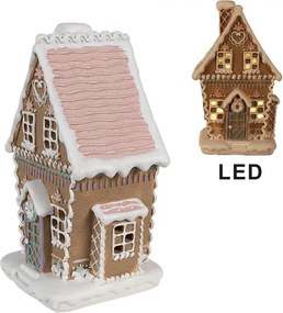 Hnědá svítící perníková chaloupka Gingerbread House - 13*10*21 cm / 3*AAA