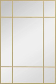 HOMCOM Obdélníkové Nástěnné Zrcadlo 90x60 cm se Zlatým Kovovým Rámem - Dekorativní Zrcadlo do Obývacího Pokoje, Ložnice a Předsíně | Aosom