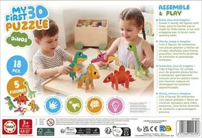 EDUCA Moje první 3D puzzle Dinosauři 5v1 / 5 figurek / 3-5 dílků
