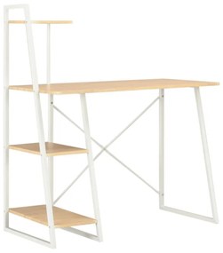 Psací stůl s poličkami bílý a dubový odstín 102 x 50 x 117 cm,  20286 HangarStore.cz