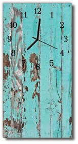 Skleněné hodiny vertikální Retro modré dřevo