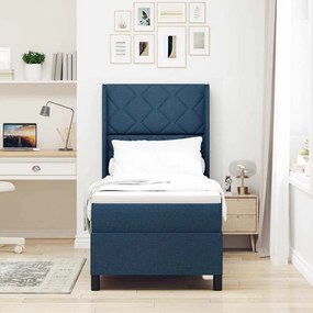 Postel s boxspringem s polštářem Modrá 190 x 90 cm textil 3341685
