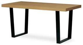 Jídelní stůl HT-514 OAK, 160x80 cm, MDF deska, dýha dub, kov černý matný lak