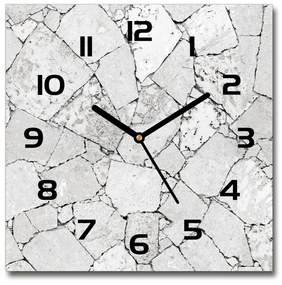 Wallmuralia Skleněné hodiny čtverec Kamenná stěna 30x30 cm