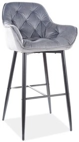 Barová čalouněná židle CHEERS velvet šedá/černá