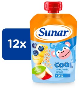 12x SUNAR Cool borůvka, banán, ovesné vločky 110g