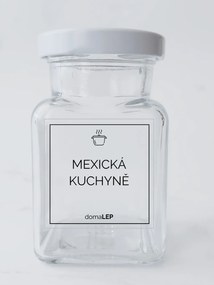 Samolepka na kořenky MEXICKÁ KUCHYNĚ průhledná  5 × 5 cm základní písmo