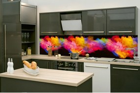 DIMEX | Fototapeta do kuchyně Exploze barevného prášku KI-260-288 | 260 x 60 cm | vícebarevná, černá
