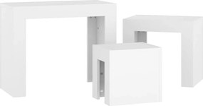 vidaXL Hnízdové konferenční stolky 3 ks dřevotříska [808540] Barva: Bílá