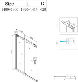 BPS-koupelny Posuvné sprchové dveře HYD-PD03F 140 černá/transparent pro instalaci do niky - bez vaničky