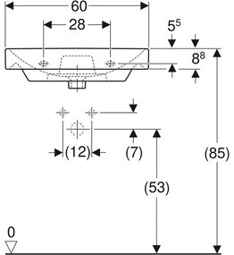 Geberit Smyle Square Umyvadlo 60 cm bez přepadu, bílá 501.732.00.1