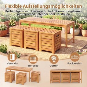 Costway Dřevěná zahradní lavice s 3 úložnými boxy 2-sedačková balkonová bez