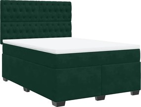 Box spring postel s matrací tmavě zelená 160x200 cm samet 3293263