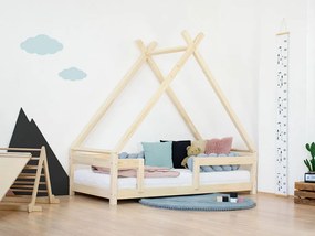Benlemi Dětská domečková postel TAHUKA ve tvaru týpí s bezpečnostní zábranou Zvolte barvu: Béžová, Zvolte rozměr: 90x160 cm