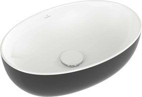 Villeroy & Boch Artis - Umyvadlo na desku, 49x33 cm, bez přepadu, bez otvoru pro baterii, Coal Black 438848BCT8