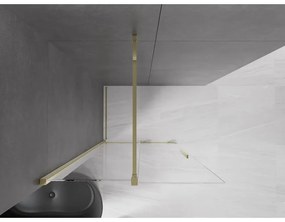 Mexen Velar, posuvné dveře do otvoru typ Walk-In 110 cm, 8mm čiré sklo, zlatá lesklá, 871-110-000-03-50