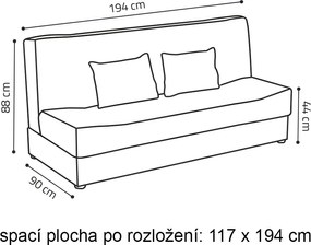 Pohovka Sonia | 194 cm | rozkládací + úložný prostor | run again 80 světle šedá