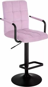LuxuryForm DESIGN Barová židle VERONA BLACK VELUR na černé kulaté podstavě - levandule