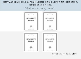 BYLINKOVÉ MÁSLO - Samolepka na kořenky 3 x 4 cm - DomaLEP varianta: PRŮHLEDNÁ - základní písmo