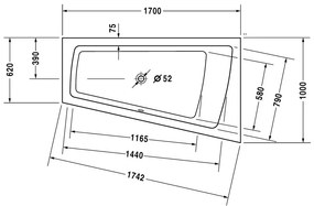 Duravit Paiova - vana do pravého rohu 170x100 cm 700213000000000