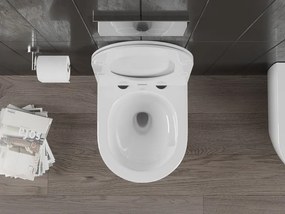 Mexen Carmen, závěsná WC mísa 490x365x340 mm, Rimless Tornádo, bílá lesklá, 3388XX00T