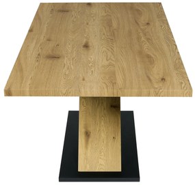 Jídelní stůl AT-3018 OAK, 160x90 cm, MDF laminovaná dub, kov černý matný lak