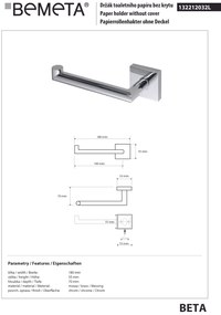 Bemeta Design BETA: Držák toaletního papíru, levý -