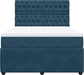 Box spring postel s matrací modrá 140 x 200 cm samet 3294668
