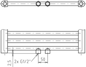 Mereo Mereo, Otopný žebřík rovný, bílý, středové připojení, MT03S