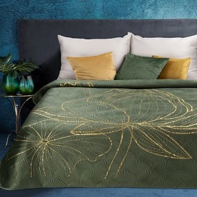Eurofirany Olivový přehoz na postel LOTOS4 s potiskem 170x210 cm