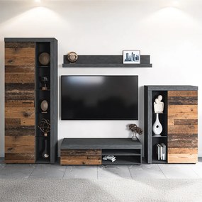 Obývací stěna RUMBA | 270 cm | old wood style/matera