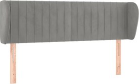 Čelo postele typu ušák světle šedé 147x23x78/88 cm samet 3117430