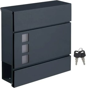 Moderní poštovní schránka s držákem na noviny 37x10,5x37 cm, antracitově šedá