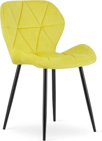 Jídelní židle MANGO VELVET s černými nohami, žlutá