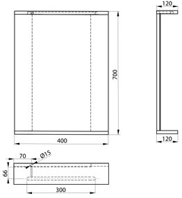 Aqualine Aqualine, KORIN zrcadlo s LED osvětlením 40x70x12cm, KO345S