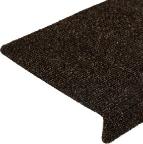 Schodové rohože samolepicí 15 ks 65 x 21 x 4 cm tmavě hnědé s obdélníkovým okrajem 326187