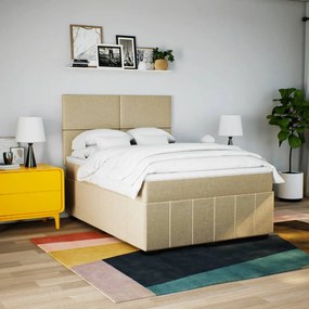 Box spring postel s matrací krémová 140x190 cm textil 3291661