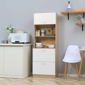 HOMCOM Kuchyňská Buffet Skříň s Více Úložným Prostorem 2 Zásuvky 1 Skříň + Velký Stůl 60 x 38 x 168 cm Bílá MDF | Aosom