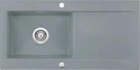 Deante Sabor, keramický dřez na desku 1015x510x210 mm + prostorově úsporný sifon, 1-komorový, šedá matná, ZCB_3113