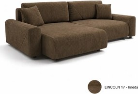 Rozkládací rohová sedačka RIMONA 240x168 - výběr potahové látky Lincoln 17 - hnědá levý roh