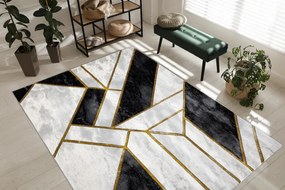 Dywany Łuszczów, Kusový koberec Emerald 1015 black and gold, 80x150, černobílá, kancelář