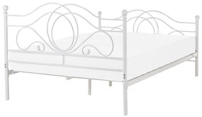 Dekorativní bílá kovová postel 160x200 cm LYRA Beliani