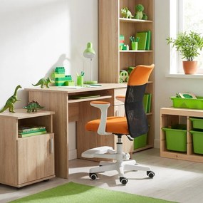 Dětská židle Neoseat MONKEY WHITE s podnoží — látka, bílá / oranžová