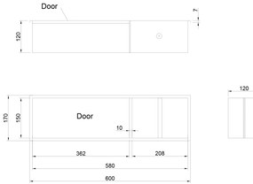 Sapho Sapho, INSERTA zapuštěný držák na toaletní papír, 600x170mm, nerezová ocel, gun metal, 1301-60B