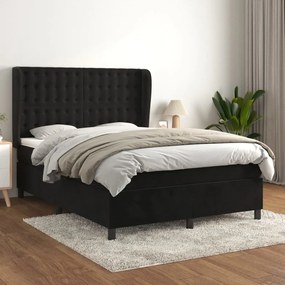 Box spring postel s matrací černá 140 x 190 cm samet,  3129449